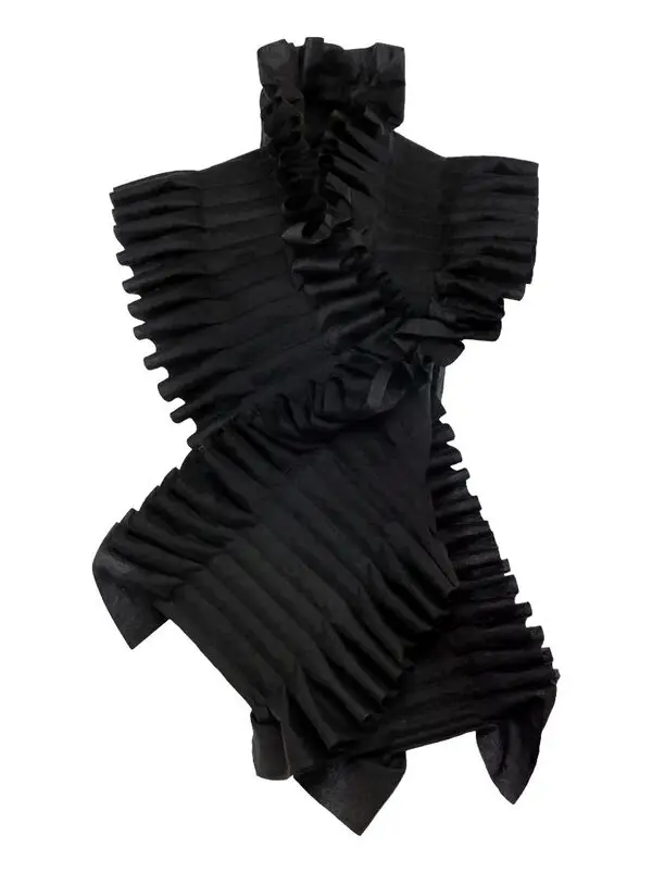 A.W.A.K.E. Mode Ruffled Top - Black