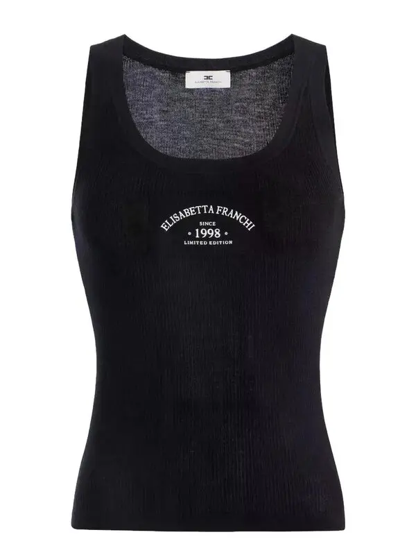 Elisabetta Franchi Logo-print Tank Top - Black