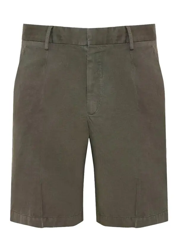 Zegna Belt-loops Linen Chino Shorts - Grey