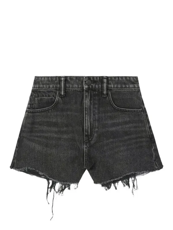 Alexander Wang Bite Frayed-hem Denim Shorts - Black