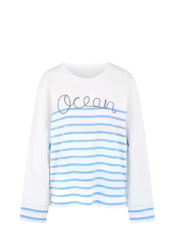 MARCCAIN Striped Cotton Sweatshirt - White