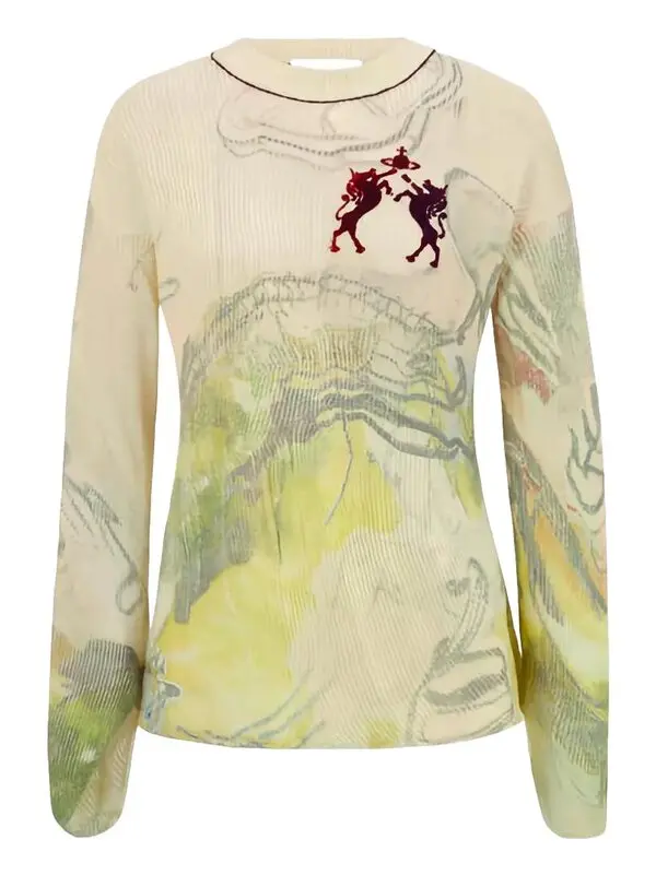 VIVIENNE WESTWOOD Kyle Print-detail Wool Jumper - Neutrals
