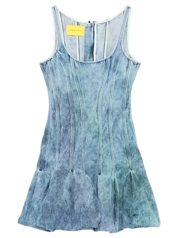 MARQUES' ALMEIDA Acid Wash Pleated Dress - Blue
