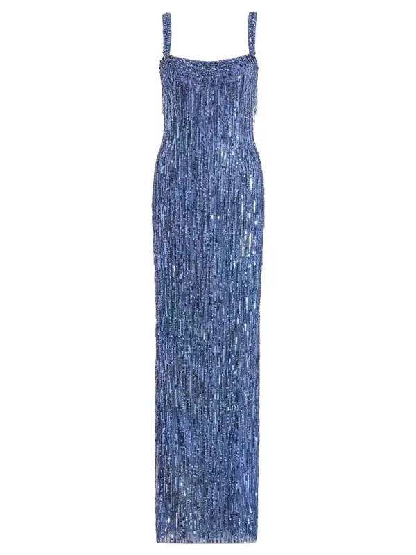 Jenny Packham Fleur Bead-embellished Gown - Blue