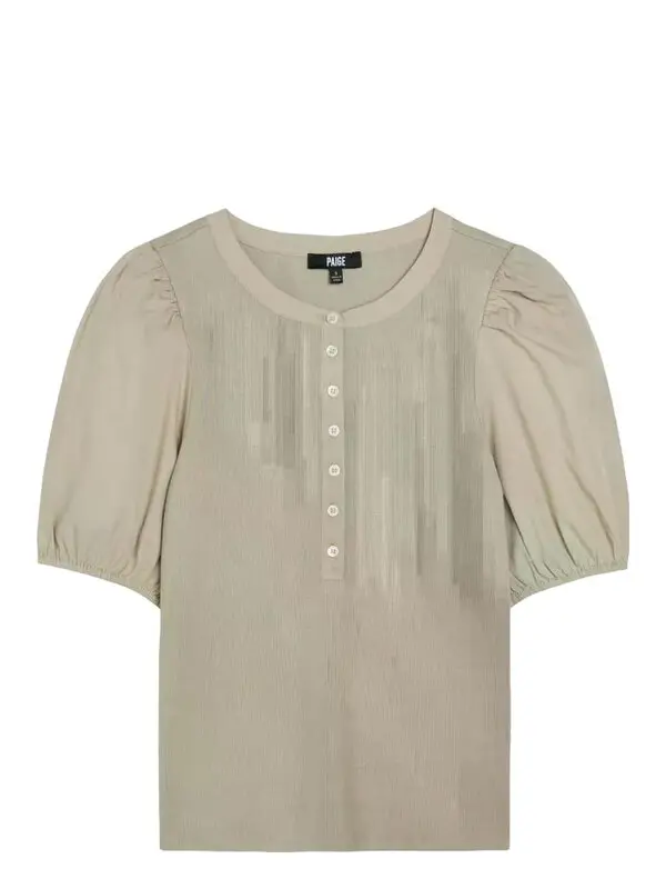 Paige Brandy Puff-sleeve Buttoned Top - Neutrals