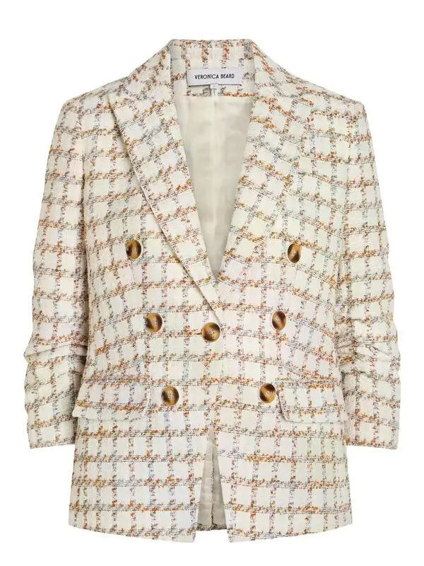 Veronica Beard Checked Double-breasted Tweed Jacket - Neutrals
