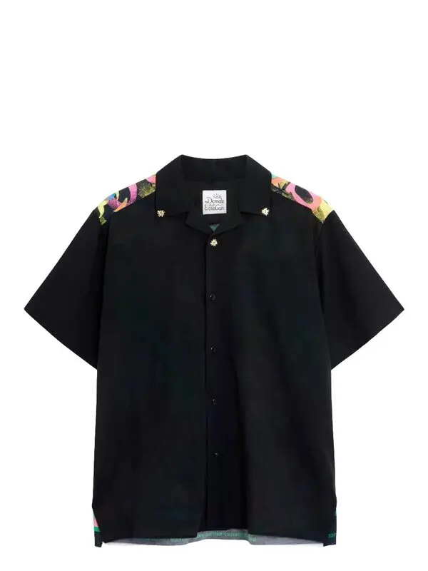 DONDE ESTEBAN Collar-embellished Printed Shirt - Black