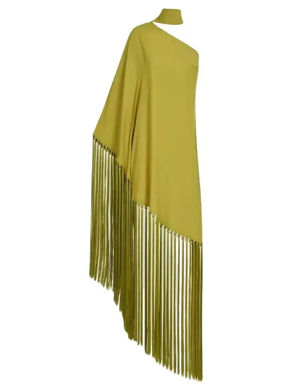 TALLER MARMO Gunilla Fringed One-shoulder Dress - Green