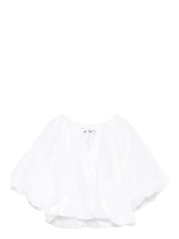Dkny Balloon-sleeve Tie Blouse - White