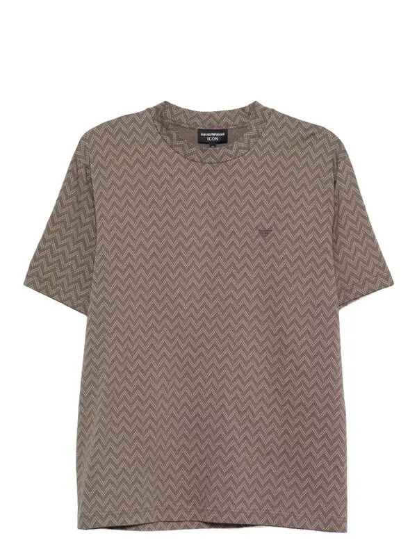 Emporio Armani Icon Chevron-pattern Cotton T-shirt - Brown