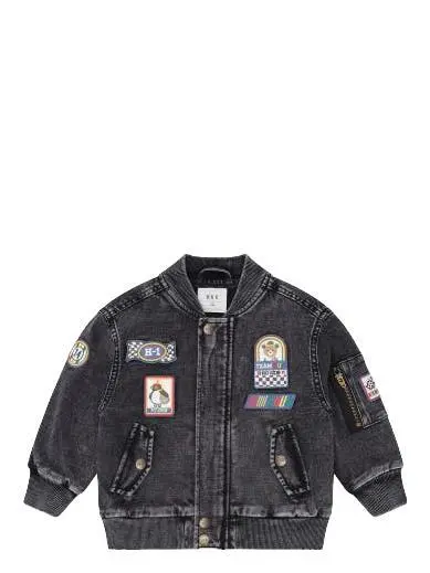 HUXBABY Knit Denim Patches Jacket - Denim Black