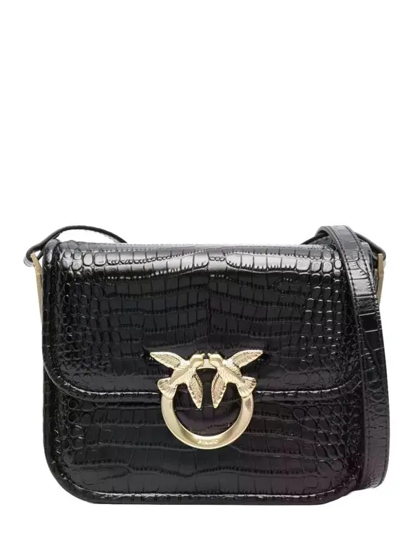 Pinko Crocodile-effect Flap Shoulder Bag - Black