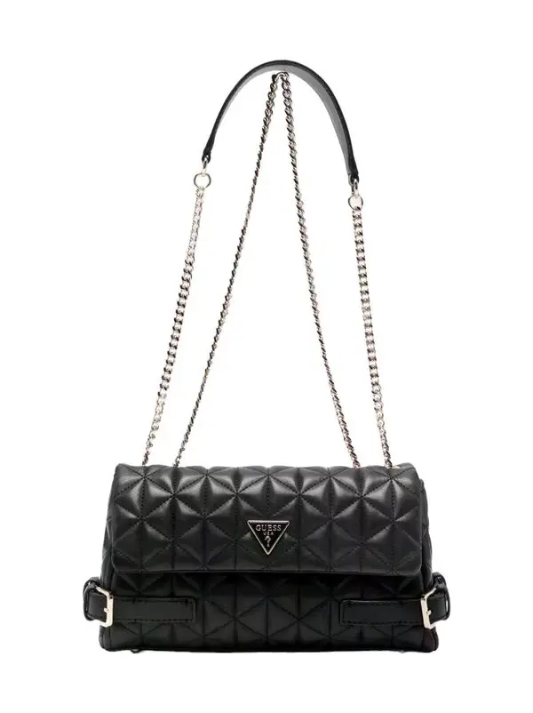 Guess Quilted Crossbody Bag With Chain Strap - Black