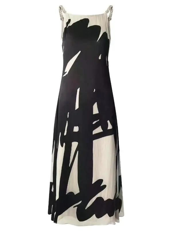 Shanghai Tang Abstract-print Silk Dress - Black