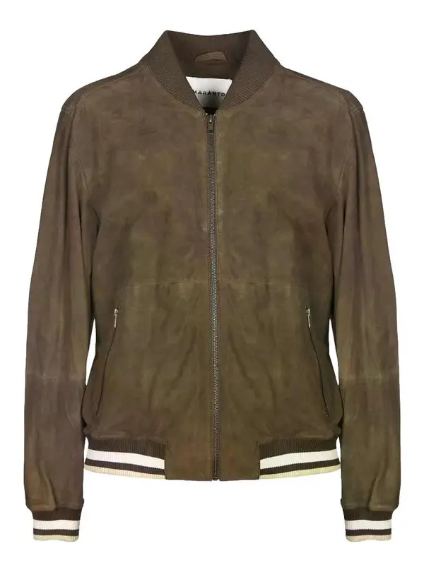 AMARANTO Zip Bomber Jacket - Brown