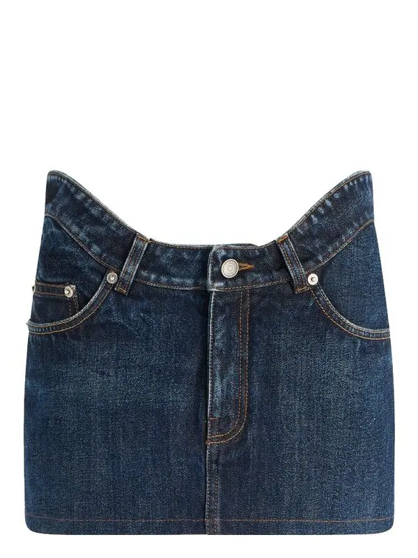 JEAN PAUL GAULTIER Curved Denim Mini Skirt - Blue