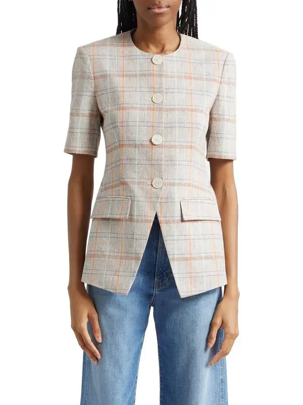 Veronica Beard Bodie Plaid Jacket - Muted Clay Multi