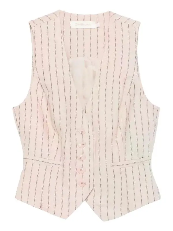 Zimmermann Alchemy Striped Buttoned Waistcoat - Pink