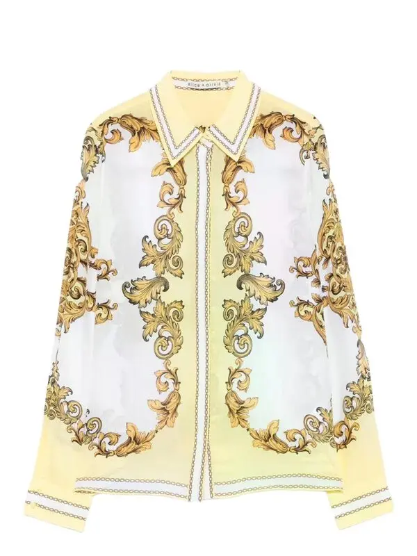 Alice + Olivia Graphic-print Silk Shirt - Yellow