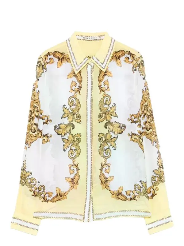 Alice + Olivia Graphic-print Silk Shirt - Yellow