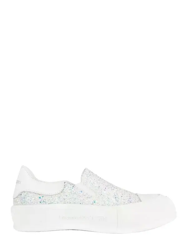 Alexander McQueen Glitter Slip-on Sneakers - White