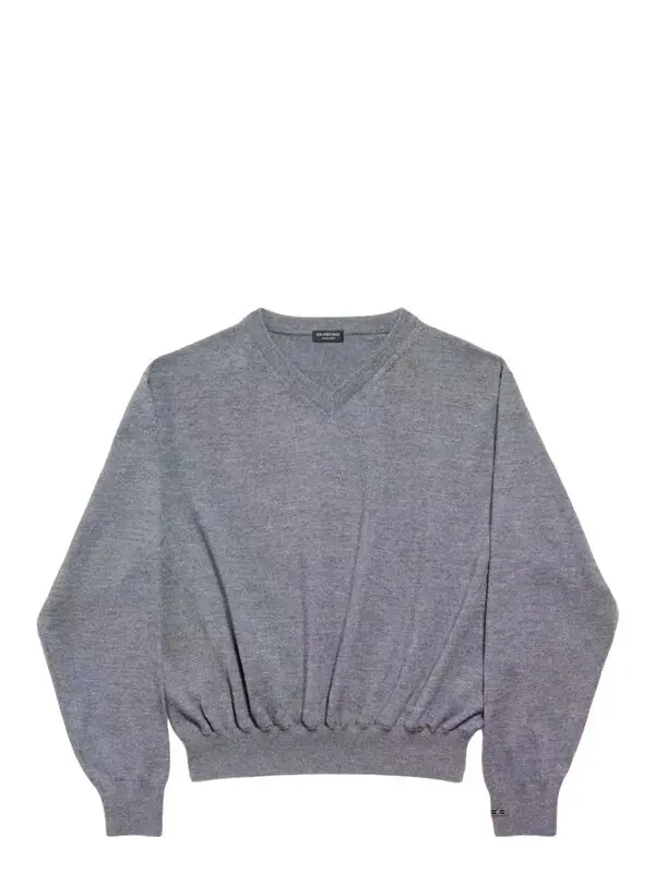 Balenciaga V-neck Long Sleeve Sweater - Grey