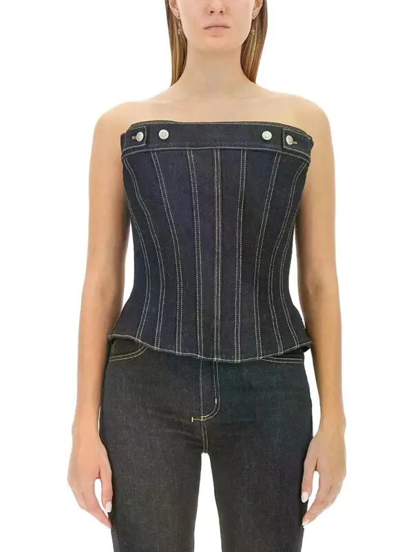 Alexander McQueen Denim Bustier Top - Blue