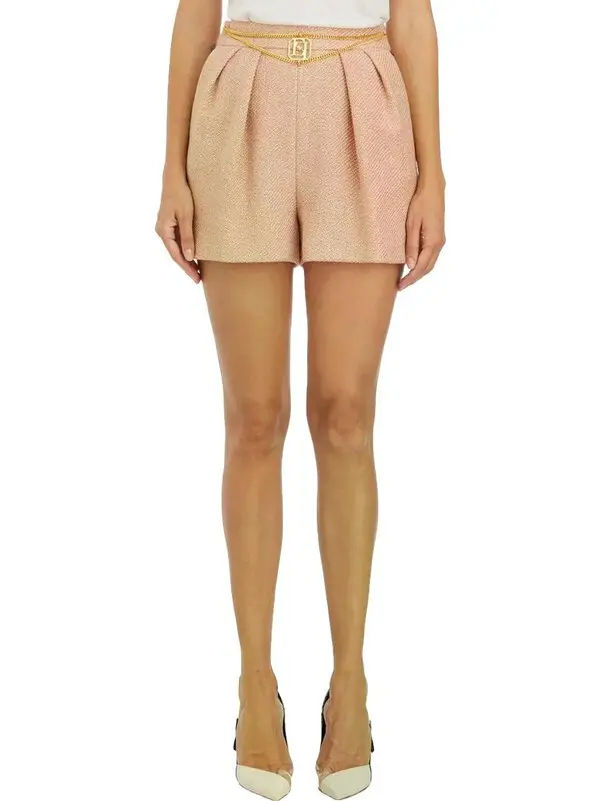 Elisabetta Franchi Pleated Tweed Shorts - Neutrals