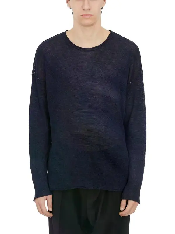 Isabel Benenato Round-neck Linen Sweater - Blue