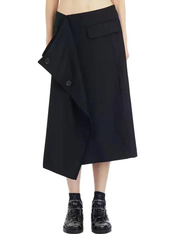 Comme Des Garçons Button Detailed Midi Skirt - Black