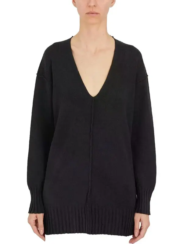 Isabel Benenato V-neck Open-back Sweater - Black