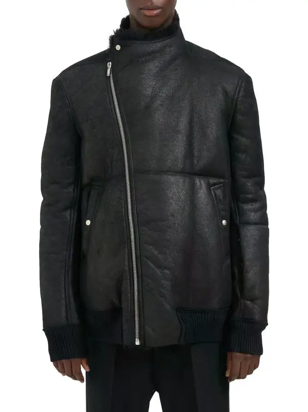 Rick Owens Sheepskin Bomber Jacket - Black