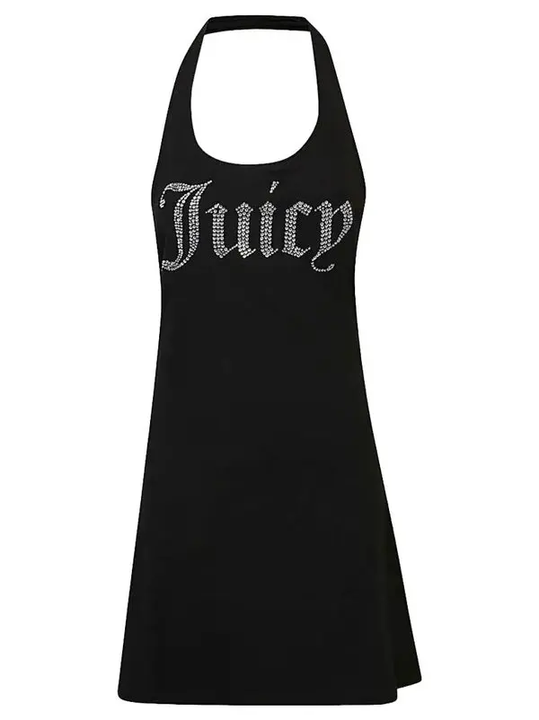 Juicy Couture Mini Halter Dress With Logo Detail - Black