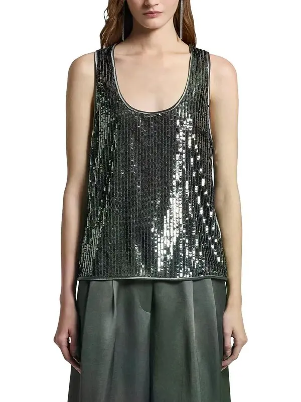 Peserico Sequin-embellished Tank Top - Silver