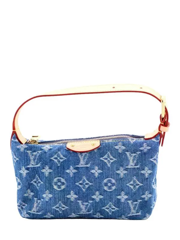 LOUIS VUITTON Hills Pochette Remix Monogram Denim Shoulder Bag - Blue