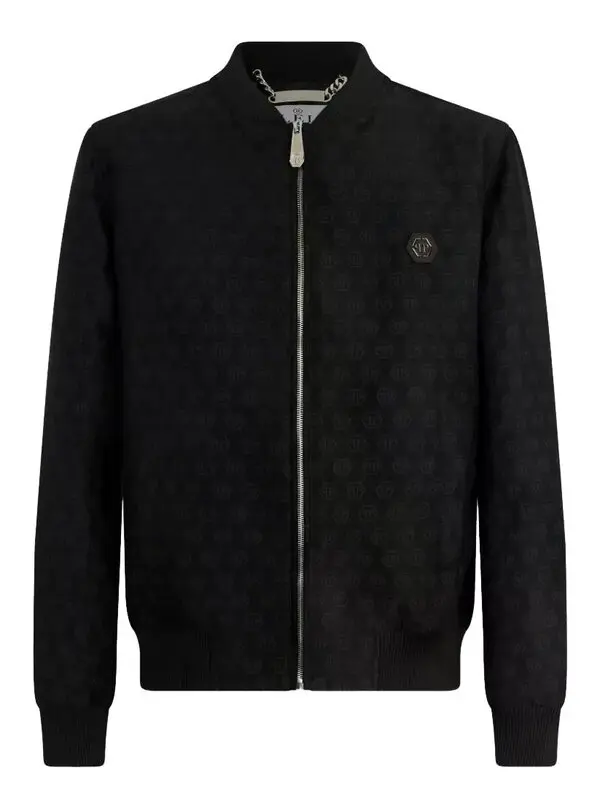 Philipp Plein Jacquard Monogram Bomber Jacket - Black