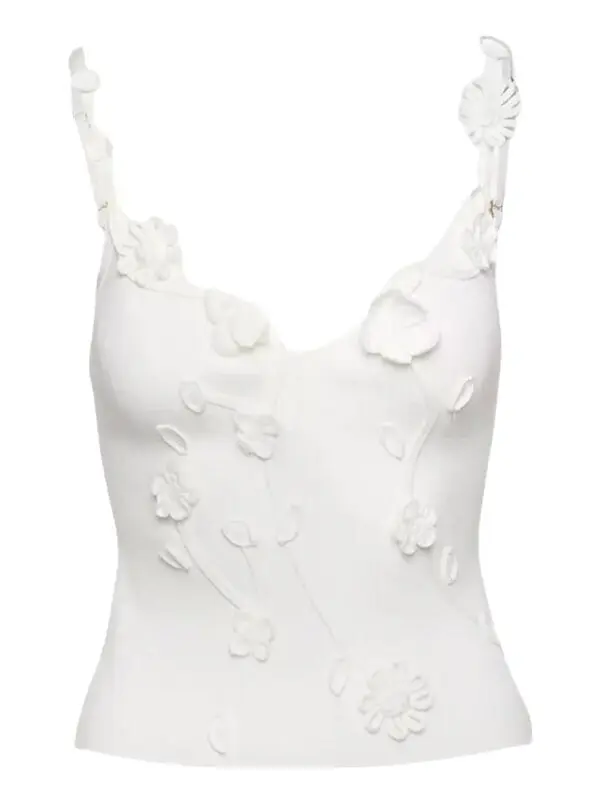 Cult Gaia Floral-appliqué Top - White