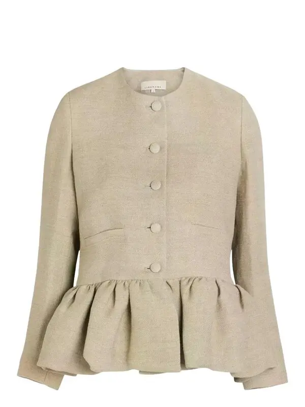 LIBEROWE Buttoned Ruffled-hem Jacket - Neutrals