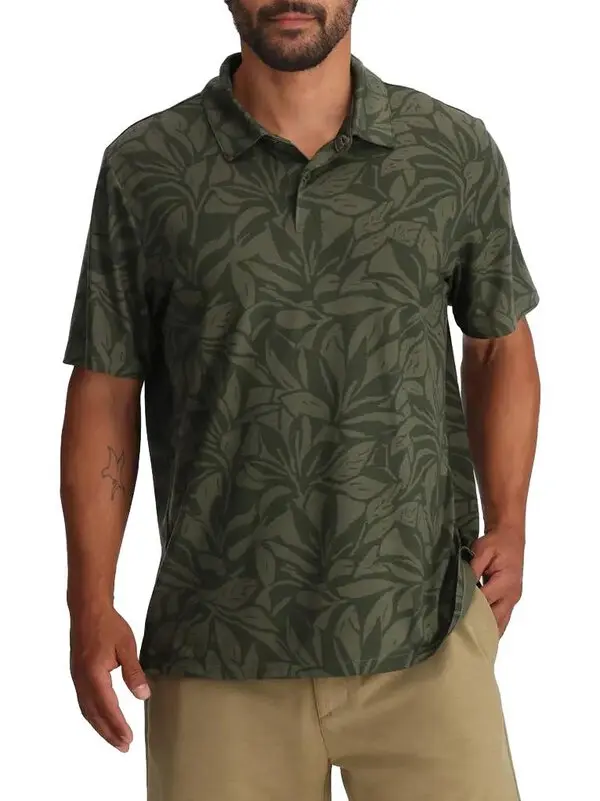 FREE FLY Elevate Polo - Canopy Print Dark Forest