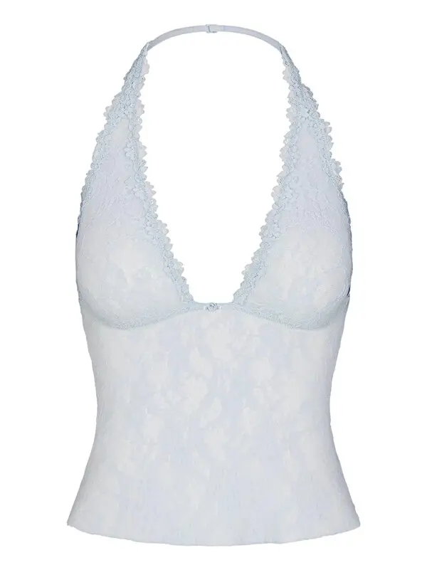 SKIMS Stretch Lace Halter Cami - Powder Blue