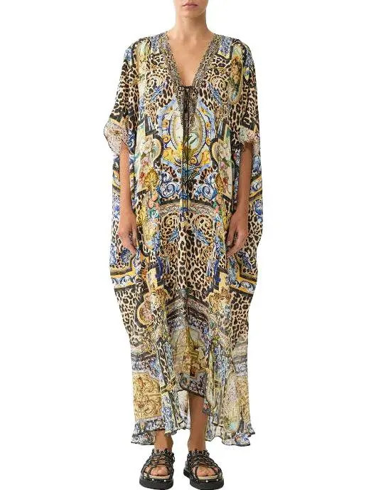 Camilla Lace Up Kaftan With Ruffle - Sevillian Style