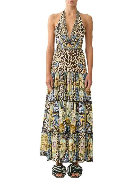 Camilla Halter Jersey Tiered Maxi Dress - Sevillian Style