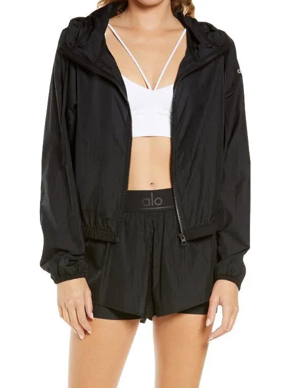 Alo Yoga Lightweight Hooded Zip Jacket - Black
