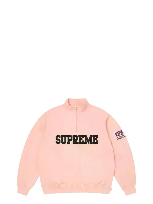 Supreme Flag-detail Half-zip Sweatshirt - Pink