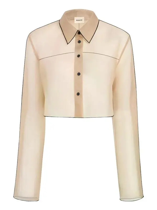 Khaite Fritz Silk Organza Top - Neutrals