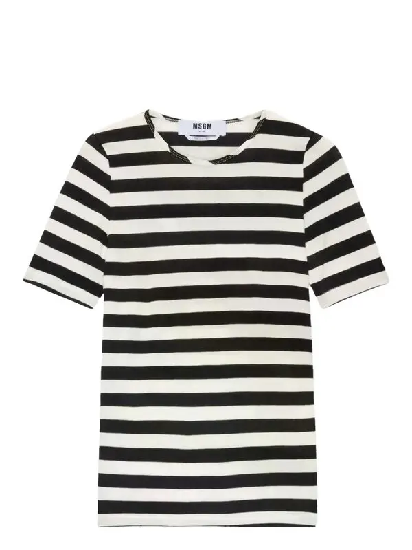 MSGM Striped Short-sleeve T-shirt - Black