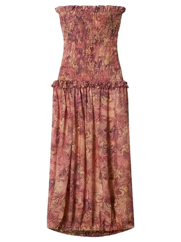 Isabel Marant Mandala-print Smocked Dress - Pink