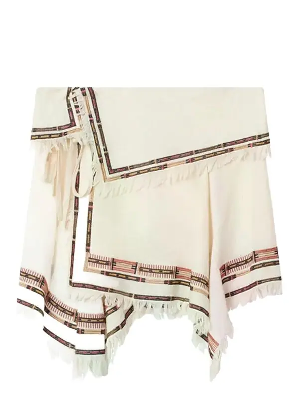Isabel Marant Embroidered Fringed Skirt - Neutrals
