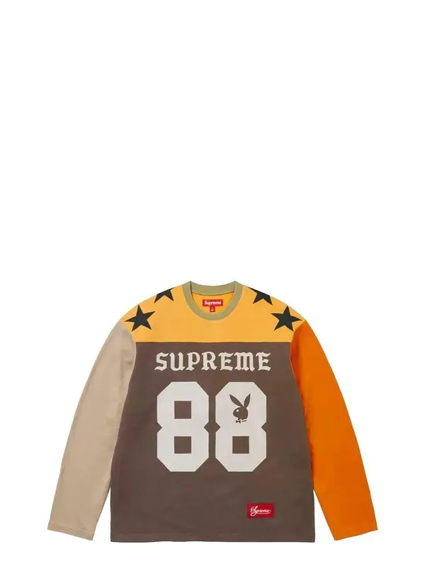 Supreme X Playboy Color-block Football Sweatshirt - Brown