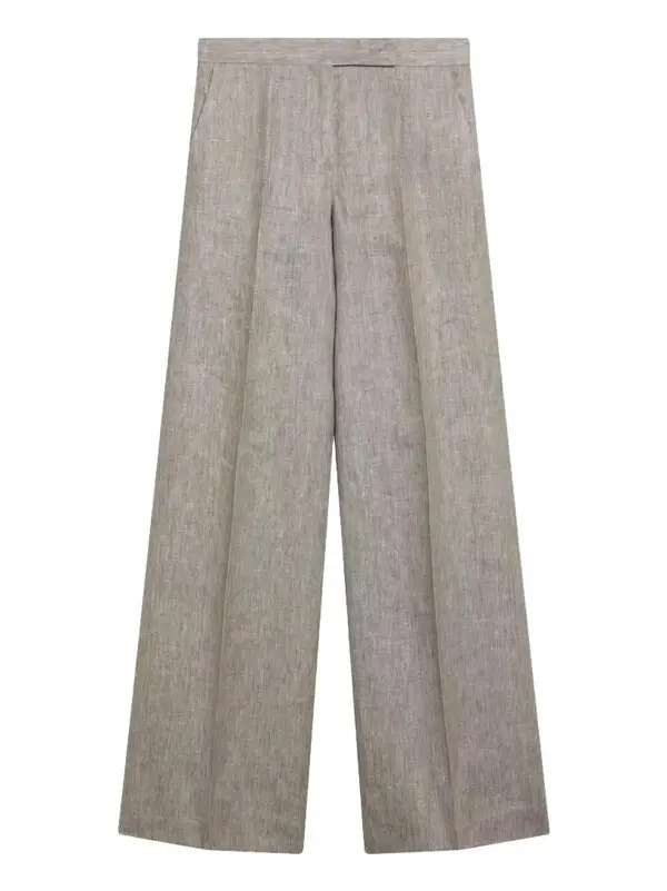 Max Mara Herringbone Linen Twill Trousers - Neutrals
